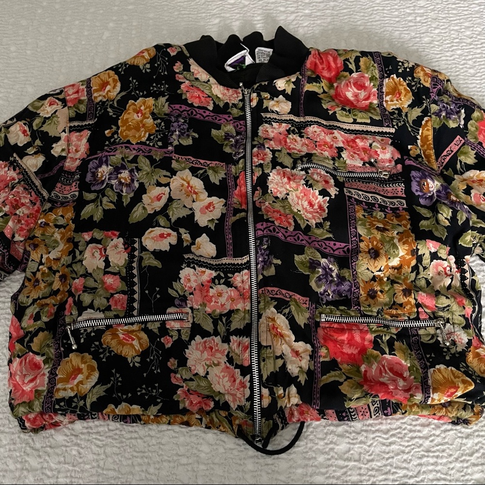 Vintage Floral Quilted Crop Jacket - Gem